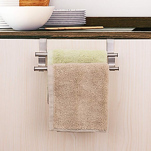 INDYAH Towel Racks，Double Tea Towel Holder for Hanging Over The Kitchen Cupboard Door - Towel Rack - No Drilling Necessary - Also Suitable As a Bath Towel Holder