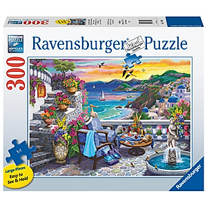 Ravensburger Santorini Sunset Puzzle - 300 Piece Large Format | Unique Softclick Technology | Vibrant, Glare-Free Imagery | Durable & Eco-Friendly | Ideal for All Ages