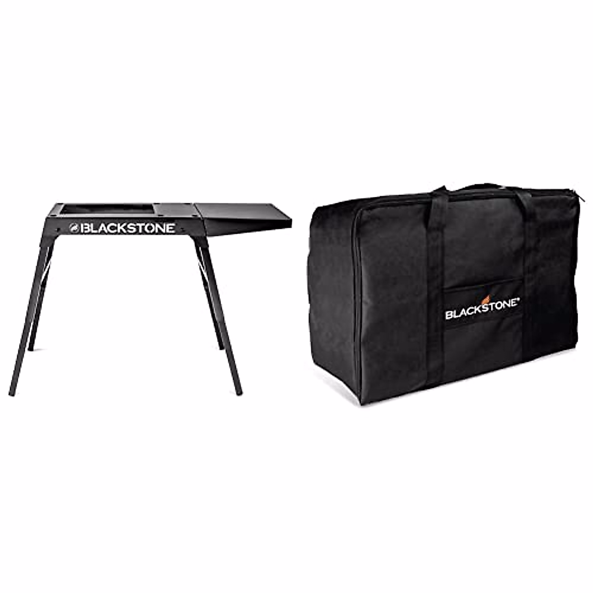 Blackstone Universal Griddle Stand with Adjustable Leg and Side Shelf (Black) & Tabletop Griddle Carry Bag – Fits 17 Inch & 22 Inch Tabletop – 5035