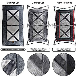 YEP HHO Large Elevated Folding Pet Bed Cot Travel Portable Breathable Cooling Textilene Mesh Sleeping Dog Bed 47 Inches Long (Grey)
