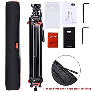 Heavy Duty Tripod Professional Video Tripod Aluminium 72inch with 360 Degree Fluid Head for Canon Nikon DSLR Camcorder Cameras
