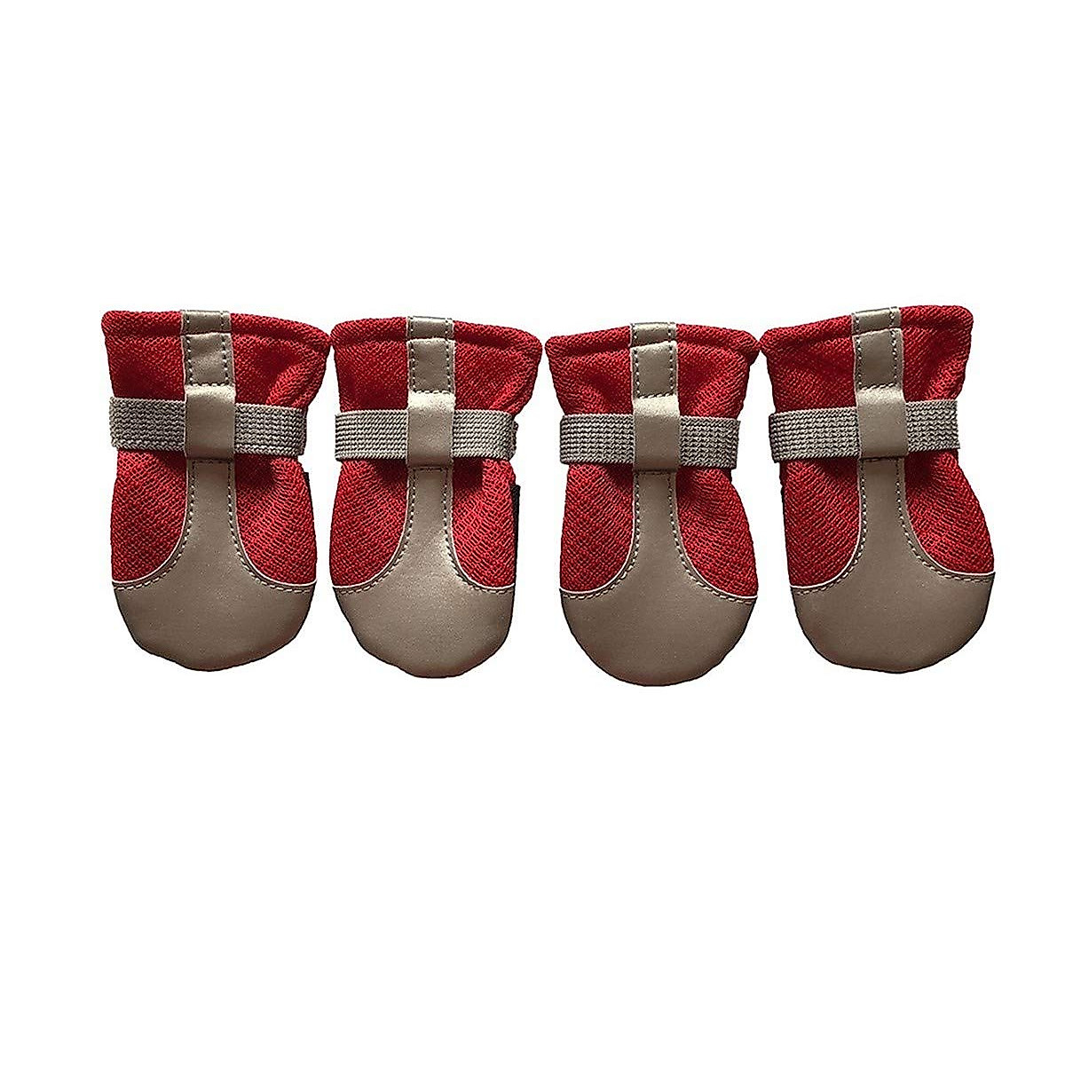 LONSUNEER Dog Boots for Small Dogs Soft Reflective and Nonslip Set of 4 (Small, Red)