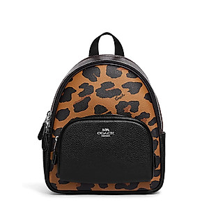 COACH Coach Mini Court Backpack, Black/Leopard