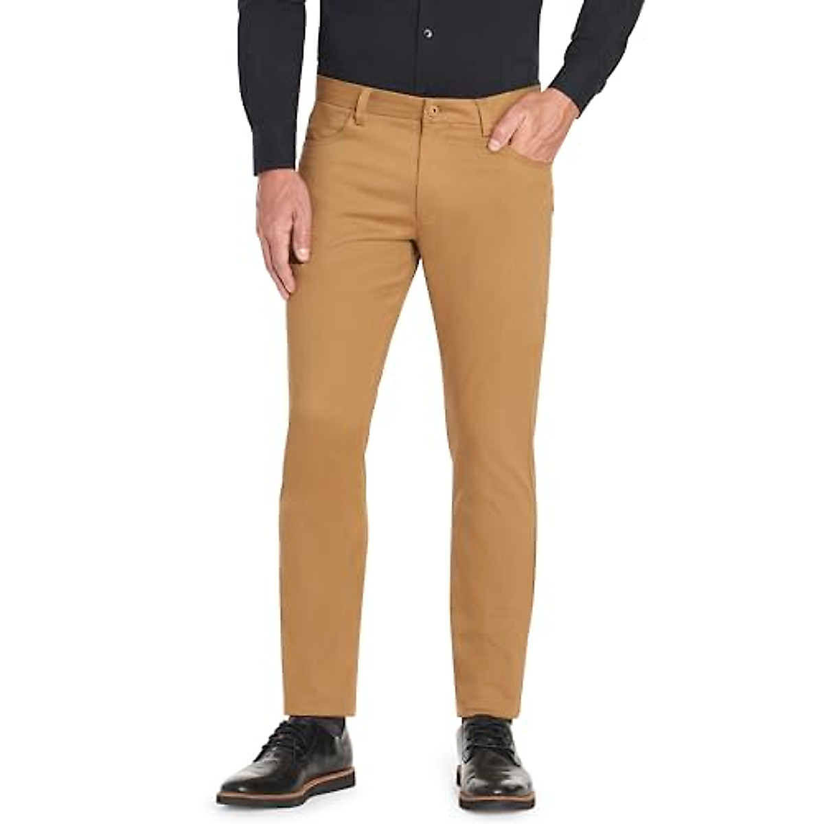 Van Heusen Men's Slim Fit Flex Super Soft Tech Pant, Cognac, 36W x 30L