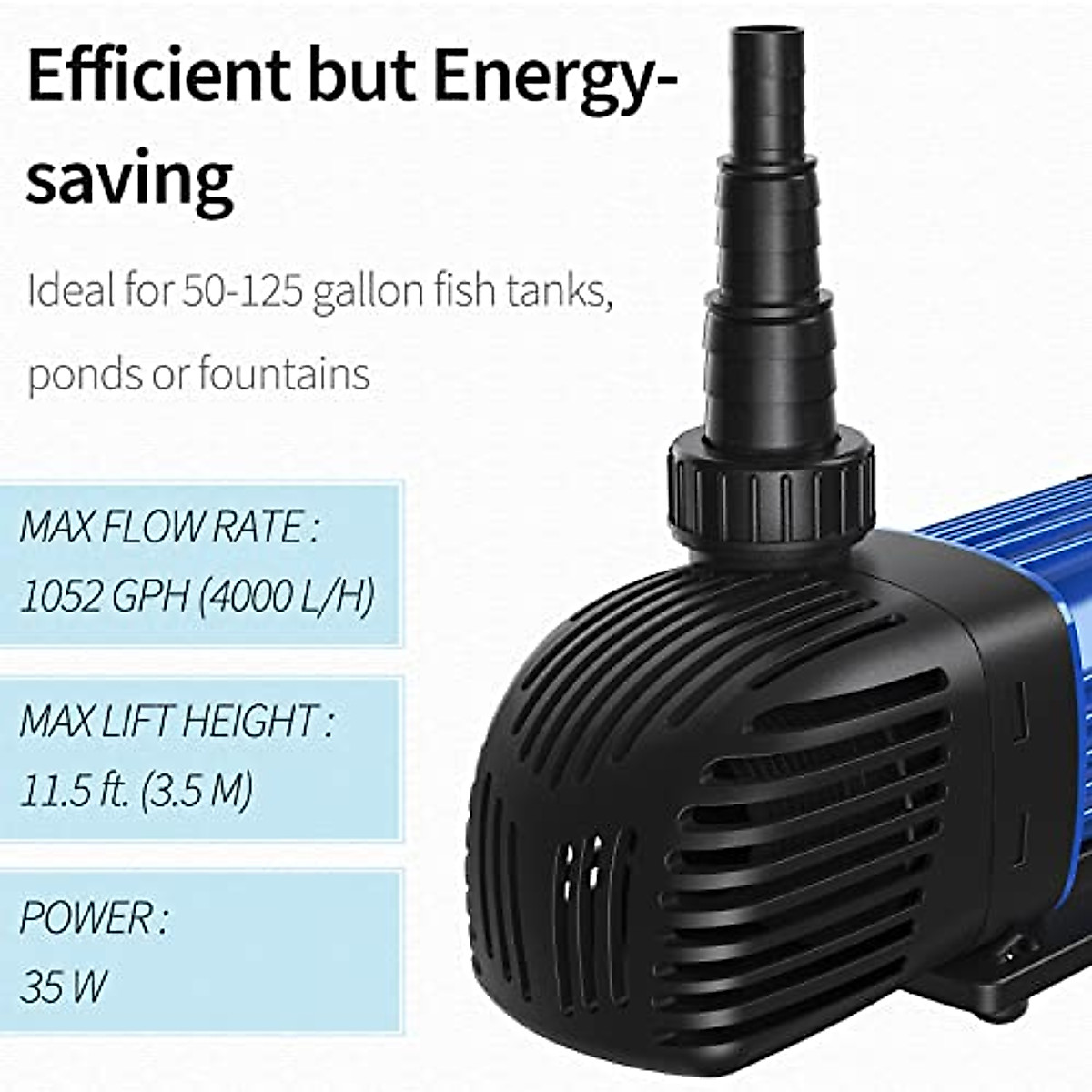 Uniclife Aquarium 24 V DC Quiet Return Pump with Controller 1052 GPH Submersible and Inline Water Pump with Feeding Mode and Memory Function for Fish Tank Pond Fountain and Sump Circulation
