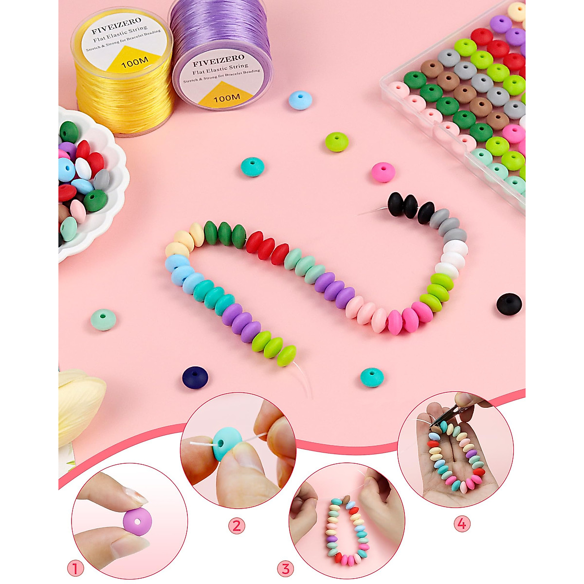 240PCS FIVEIZERO Silicone Lentil Beads,12mm Silicone Beads Abacus Beads Silicone Beads Bulk Silicone Spacer Beads Colorful DIY Lanyard Beads for Making Necklace Keychain Accessories(16 Colors)