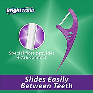 Brightworks Soft Slide Flossers - for Tight Spaces and Extra Comfort with Fresh Mint - 270 Count