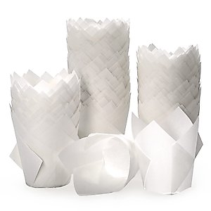 Tulip Cupcake Liners, halp·ssfm 200Pcs Muffin Baking Liners Holders Premium Baking Cups Cupcake Wrappers Christmas Cupcake Liners for Halloween Wedding Birthday Valentine Party（White）
