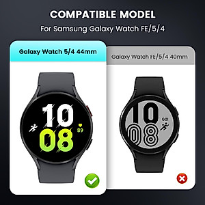 [2 in 1] Goton Waterproof Case for Samsung Galaxy Watch 5 4 44mm, 360° Protective Hard PC Front & Back Bumper with HD Tempered Glass Screen Protector for Galaxy Watch Cover Accessories, Black