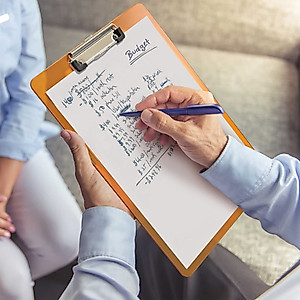 Kiggos 6 Pack Plastic Clipboards Colored Transparent Clear Clip Boards Low Profile Metal Clip Board 12.5 x 9 Inch Letter Size Bulk Class Set Acrylic Clip Boards with Hanging Hook - Holds 100 Sheets