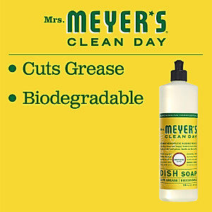 MRS. MEYER'S CLEAN DAY Liquid Dish Soap, Cruelty Free Formula, Honeysuckle Scent, 16 oz- Pack of 6