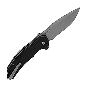 Kershaw Lateral Folding Pocket Knife, 3.1 inch Stonewashed Blade, Pocketclip,BLACK