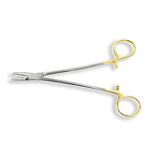 Cynamed TC Mayo Hegar Needle/Suture Holder Driver with Tungsten Carbide Inserts and Gold Rings - Premium Grade Instrument (7 in.)