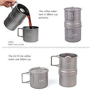 Maxi Coffee Maker, Titanium Moka Pot, 5oz each brew, backpacking friendly