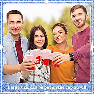 Baderke 100 Pcs Scrunchie Drink Covers Bulk Disposable Plastic Covers for Cups Covers for Drinks Protection Covers for Christmas Bar Club Adult Drink Beverage Stretchable (Clear)