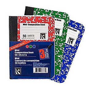 Mini Marble Composition Books (4 packs of 3) - 12 Count (4 Red, 4 Green & 4 Blue)
