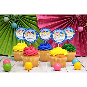 Little Shark Baby Aquatic Themed Birthday Thank You Sticker Labels for Kids, 40 2" Party Circle Stickers by AmandaCreation, Great for Party Favors, Envelope Seals & Goodie Bags