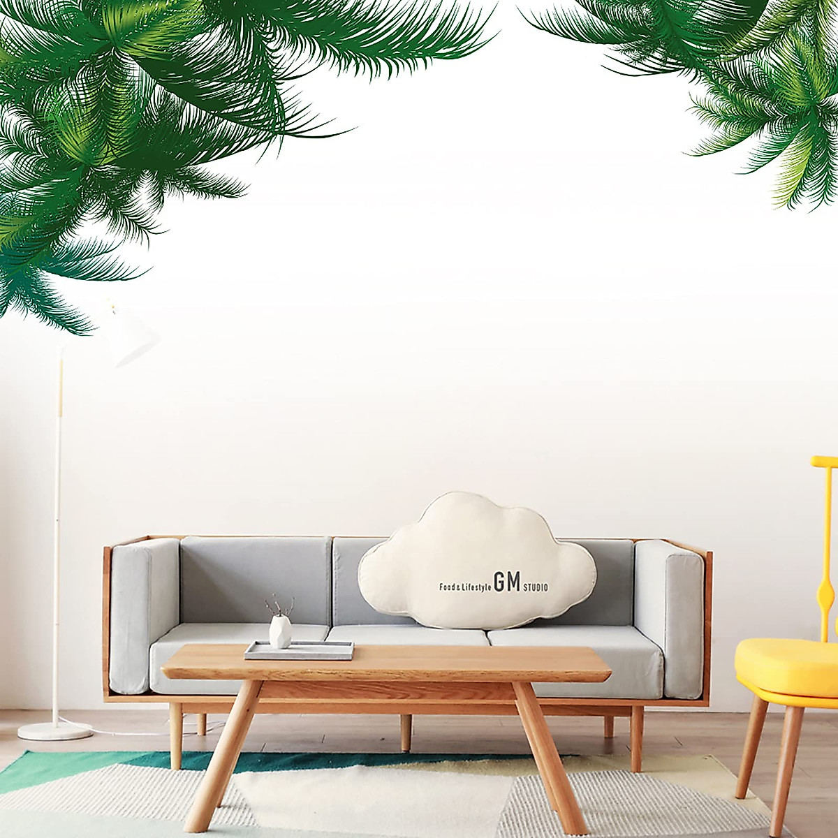 Generic Tropical Leaves Wall Decals Removable Green Palms Tree Plant Wall Stickers for Living Room Kids Room Bedroom Playroom Decor