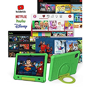 BAKEN 10" Kids Tablet, WiFi Tablet for Kids, Android 12.0 Toddler Tablet with Dual Camera 3GB 64GB 1280x800 HD IPS Touchscreen 6000mAh Kidoz Pre-Installed Parental Control Kid-Proof Case (Green)