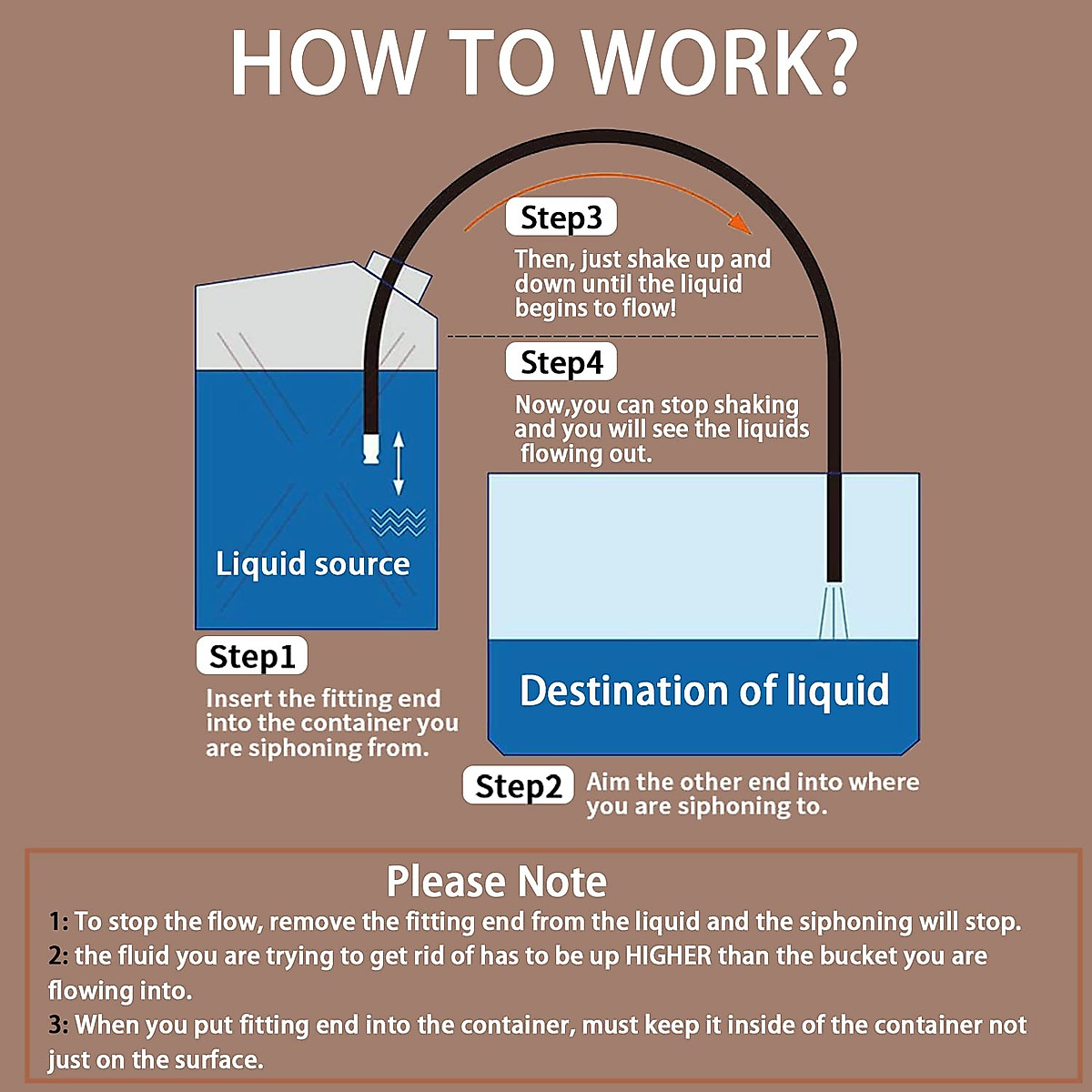Tezam Gas Siphon Hose Pump Shaker Siphon for Gasoline Fuel Water Transfer Safe Multi-Purpose Self Priming Pump 6 Foot High Grade Hose 1/2" Valve