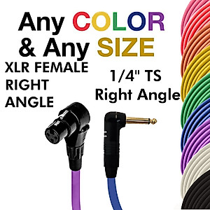 COLUBER CABLE Right Angle XLR Female to Right Angle 1/4" TS - 6 Feet - Black - Pro 3-Pin Microphone Connector for Powered Speakers, Audio Interface or Mixer for Live Performance & Recording