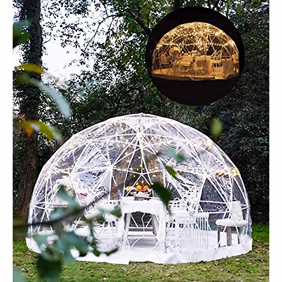 CZGBRO Bubble Tent Dome House Camping Tent 12ft, Garden Outdoor Clear Dome Shelter Geodesic Dome 5-7 Person for Backyard Patios, Canopy Gazebos Screen House Room Lean to Greenhouse