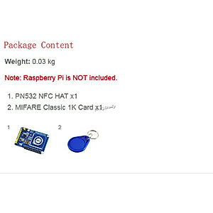 CW-RPi PN532 NFC HAT for Raspberry Pi, I2C / SPI / UART, NFC Enabler, MIFARE Classic 1K Card Included