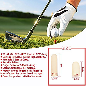 Gel Finger Cots, Finger Protector Support(14 PCS) NEW MATERIAL Finger Sleeves Great for Trigger Finger, Hand Eczema, Finger Cracking, Finger Arthritis and More. (10pcs Long + 4pcs Short)