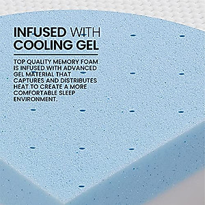 Cheer Collection Full Size Mattress Topper, 4 Inch Gel Infused Memory Foam Bed Topper with Washable Bamboo Cover, Supportive Dual Layer Soft and Firm Mattress Top - 54" x 75" x 4" Inches