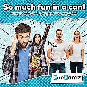 The FunFamz Original Snake in a Potato Chip Can Prank-Funny Classic Snake in a Can Prank for Kids, Snake in a Can Trick Gag Gift Toy & Scary Shock Snake Trick, Spring Snakes Prank, Red Potato Chip Can