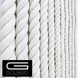 GOLBERG Twisted 100% Natural Cotton Rope - White Cotton Rope - (3/16 Inch x 50 Feet)