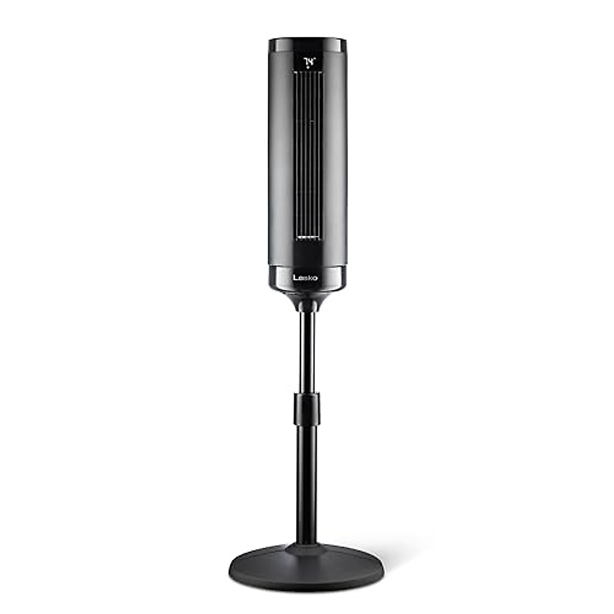 Lasko Elevation 42”-54” Adjustable Height Pedestal Tower Fans for Home, 31 ft/s Airflow, Quiet 28 dB on Low, 90° Oscillation, 12 Hour Timer, Remote Control, Black, EST100