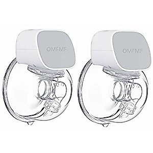 OMFMF Wearable Breast Pump,Quiet & Hands-Free,Portable,in-Bra Double Electric Breast Pump,Pain Free Strong Breastfeeding Pump Strong Suction 2 Pack(Gray)