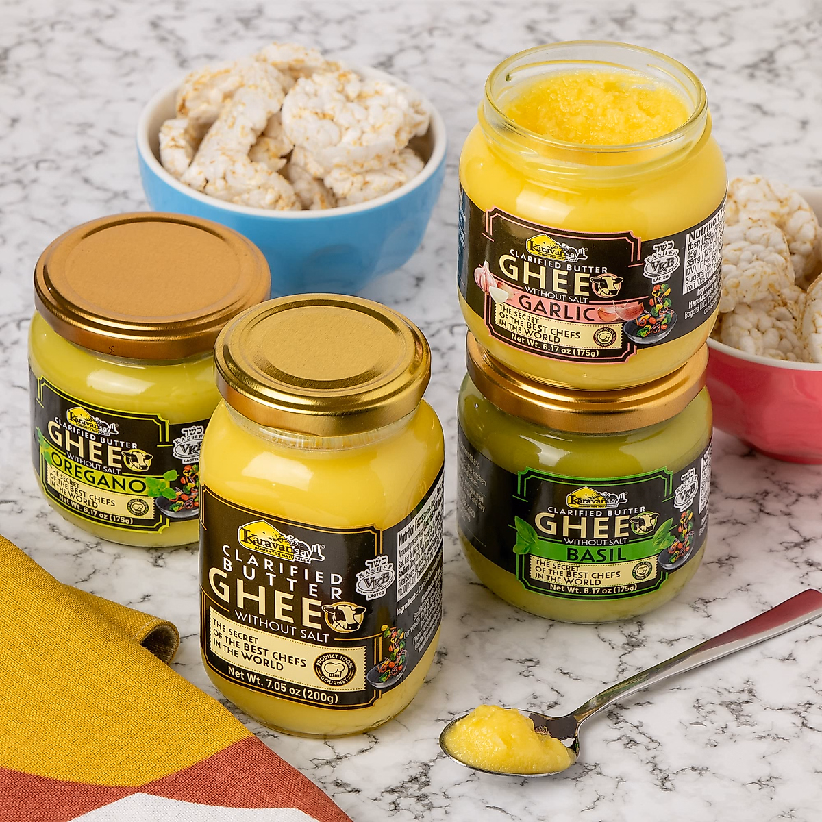 GHEE clarified butter. Natural Flavor - Kosher, Keto Friendly Diet, Gluten Free, Glass Jar x 7.05 oz, Tastes Amazing, Delicious 100% Natural- KARAVANSAY Natural Foods