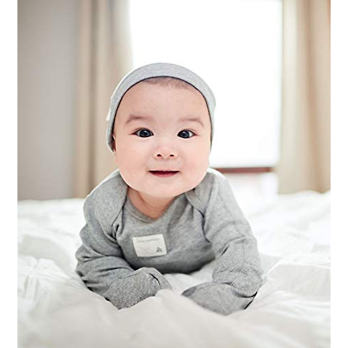 Burt's Bees Baby 'baby-boys' Matelasse Organic Kimono One Piece Jumpsuit and Toddler Footie, Heather Grey/White 2-pk, 3-6 Months US