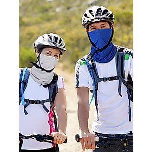 3 Pieces Men Sun Protection Face Cover Bandana Neck Gaiter Breathable Adjustable Outdoor Sunscreen Cover for Fishing Cycling (Black, Grey, Dark Blue)
