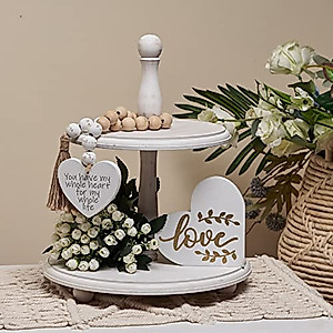 Defined Deco Two Tiered Tray Wooden Tiered Serving Tray Farmhouse Tiered Tray Stand with Tiered Tray Décor Signs for Wedding Decor and Rustic Farmhouse Décor, Set of 3
