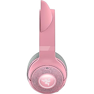 Razer Kraken Kitty V2 BT Wireless RGB Headset: Chroma RGB Kitty Ears & Earcups - Bluetooth 5.2-40 mm Drivers - Noise-Cancelling Mics - Lightweight - 40 Hr Battery w/Type C Charging - Quartz Pink