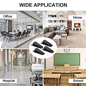 Door Stoppers 4 Pack Premium Rubber Door Stoppers Wedge Sturdy Stackable Door Stops for Carpet Heavy Duty Door Stoppers for Bottom of Door on Tile （Black）
