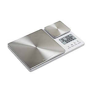 KitchenAid KQ909 Dual Platform Digital Kitchen and Food Scale, 11 pound capacity and Precision 16oz capacity, White with Stainless Steel