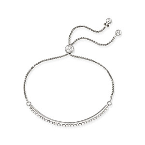 Ross-Simons 0.50 ct. t.w. Diamond Curved Bar Bolo Bracelet in Sterling Silver