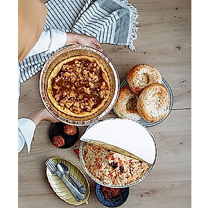 Forsone 50 Pack 8-Inch Round Aluminum Foil Pans With Lids Disposable Aluminum Tin Foil Cake Pans for Storage, Baking, Roasting, Meal Prep, Reheating, Freezer & Oven Safe