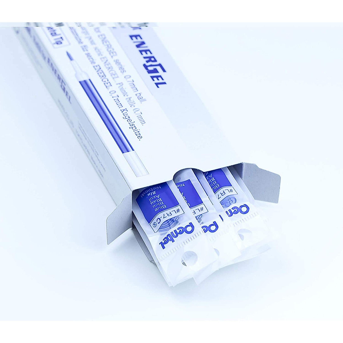 Pentel Refill Ink for BL57/BL77 EnerGel Liquid Gel Pen, 0.7mm, Metal Tip, Blue Ink, Box of 12 (LR7-C-12)