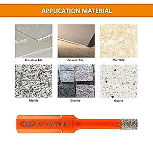 Dry Diamond Core Drill Bit, BGTEC 5Pcs 6mm 6mm 6mm 8mm 10mm Vacuum Brazed Hole Saw with Triangle Shank for Porcelain Tile Ceramic Granite Marble Masonry