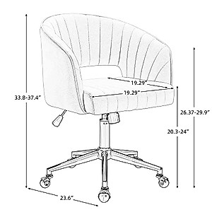 Home Office Chair Swivel Velvet Desk Chair Accent Armchair Upholstered Modern Tufted Chairs with Gold Base for Girls Women Ergonomic Study Seat Computer Task Stools for Living Room(Rose)