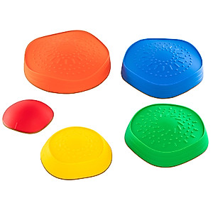 BEJOY Balance Stepping Stones for Kids Portable Stepping Blocks with Non-Slip Rubber Grips River Stones Indoor & Outdoor Toy for Kids 5 pcs