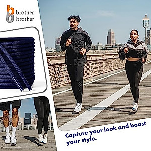 BB BROTHER BROTHER Round Athletic Shoe Laces Navy Blue (1 Pair) Heavy Duty Replacement Shoelaces, 4mm Shoe Strings for Men’s and Women’s Running Sneakers, Gym Trainers, Work Boots, Sports Shoes 48''