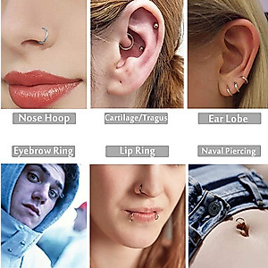 Jstyle 8Pcs 18G Stainless Steel Hinged Clicker Segment Nose Ring Hoop Piercing for Men Women Cartilage Daith Tragus Sleeper Earrings Improved Clasp 6-12MM,Silver Tone