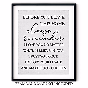 ‘before you leave this home, always remember’ Grey Typographic Wall Art | 11x14 UNFRAMED Black and Grey Love Quote Print | Modern, Minimal Farmhouse Home Decor