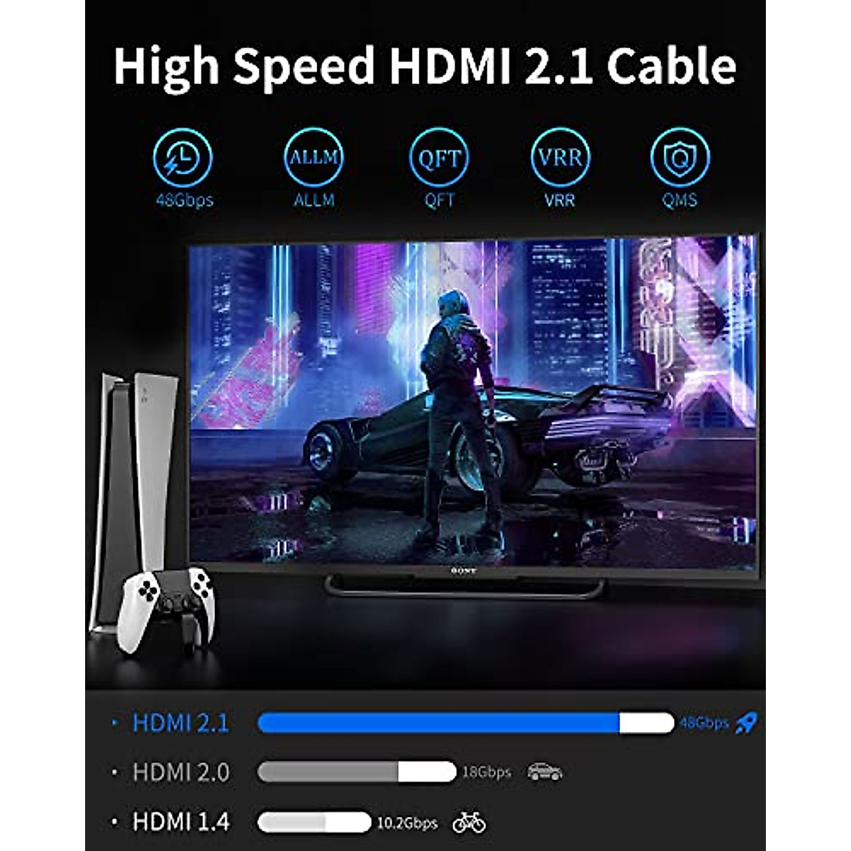 Silkland Certified 8K Fiber Optic HDMI 2.1 Cable 33ft, [in-Wall Safe] 4K 144Hz/120Hz HDMI Cord, 48Gbps, HDR10, eARC, Dolby Vision Atmos Compatible with PS5, Xbox, Soundbar, AV Receiver, RTX 3090/3080